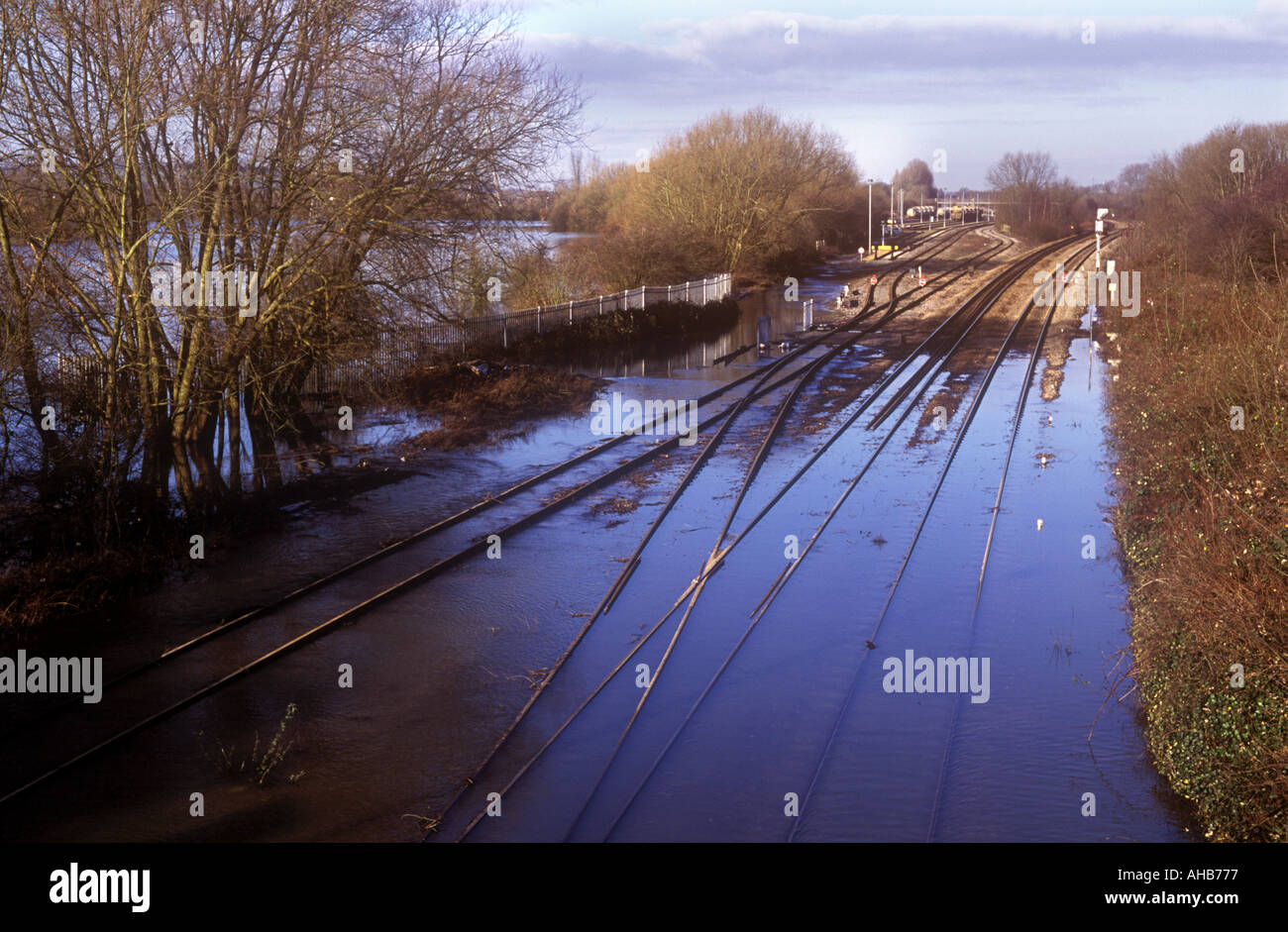 Flooded railway lines near Oxford Stock Photo - Alamy