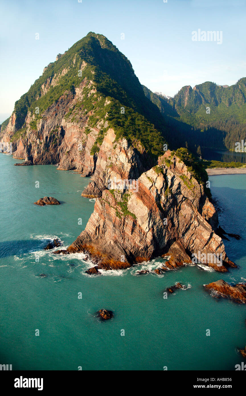 Bulldog Cove and Bear Glacier Point Kenai Fjords National Park aerial ...