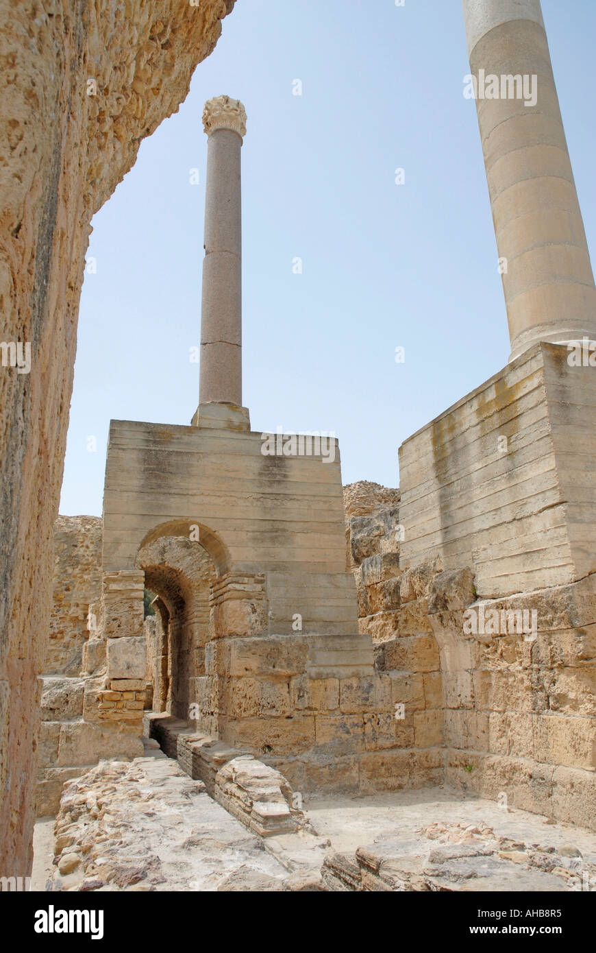two columns amongst the ruins of the Antonin’s thermal baths in ...