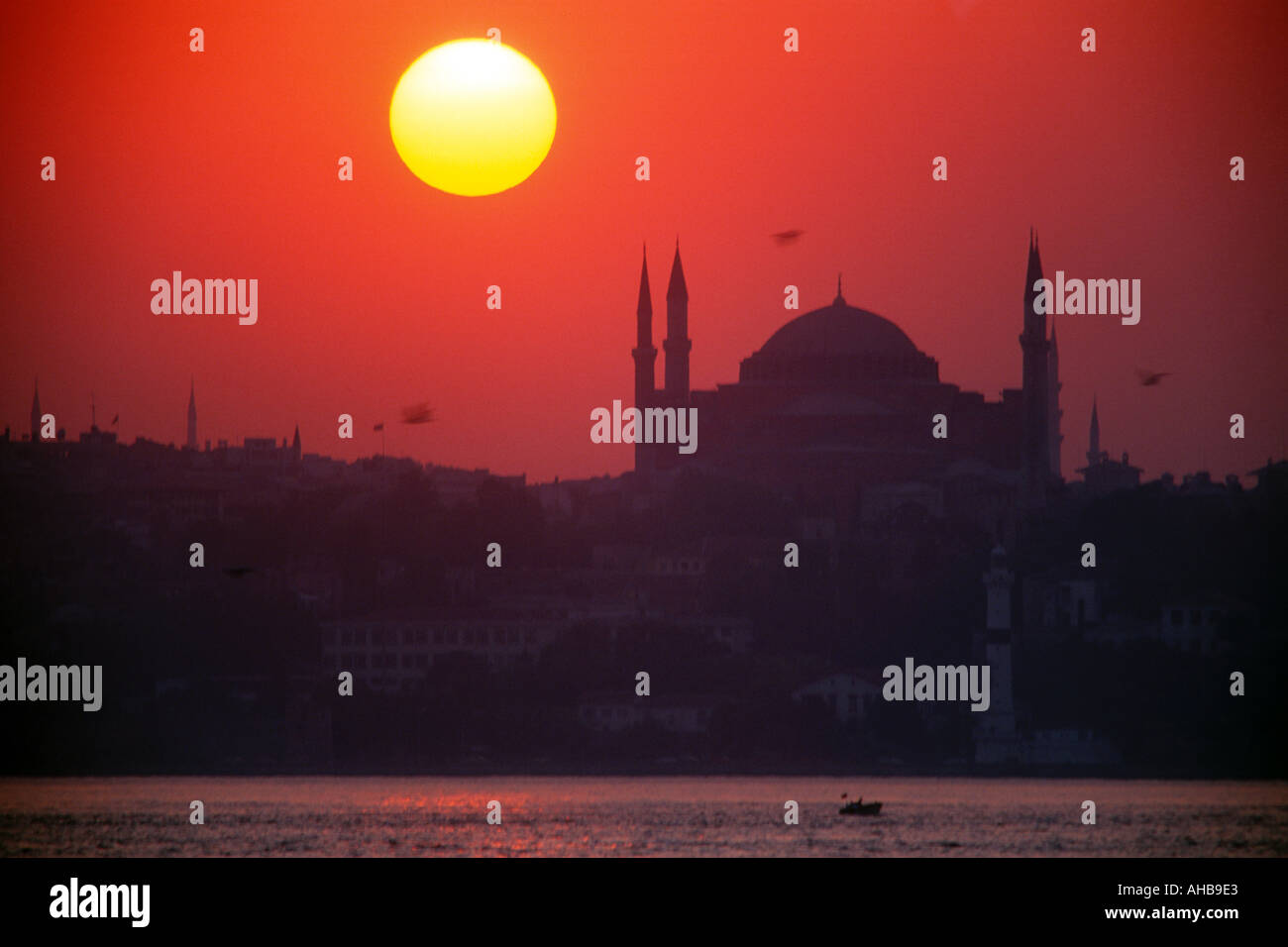 july 1990 Istanbul Turkey Sunset over the blue mosque Stock Photo - Alamy