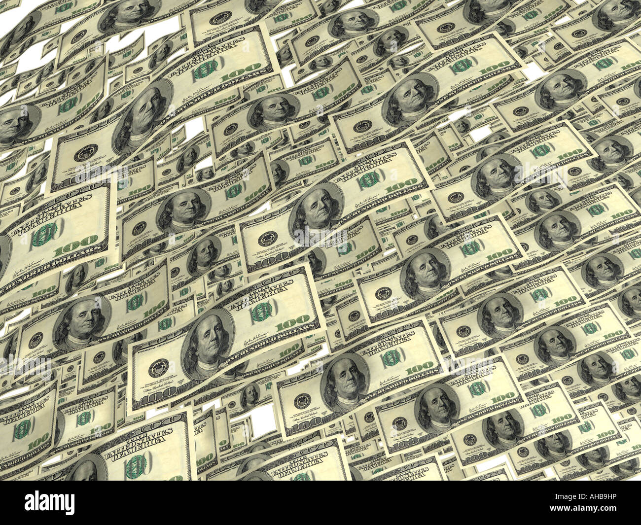 Many dollars notes they fly against the white background Stock Photo ...