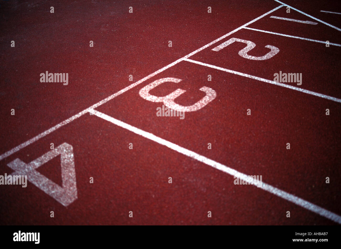 athletics running track with lane numbers Stock Photo - Alamy
