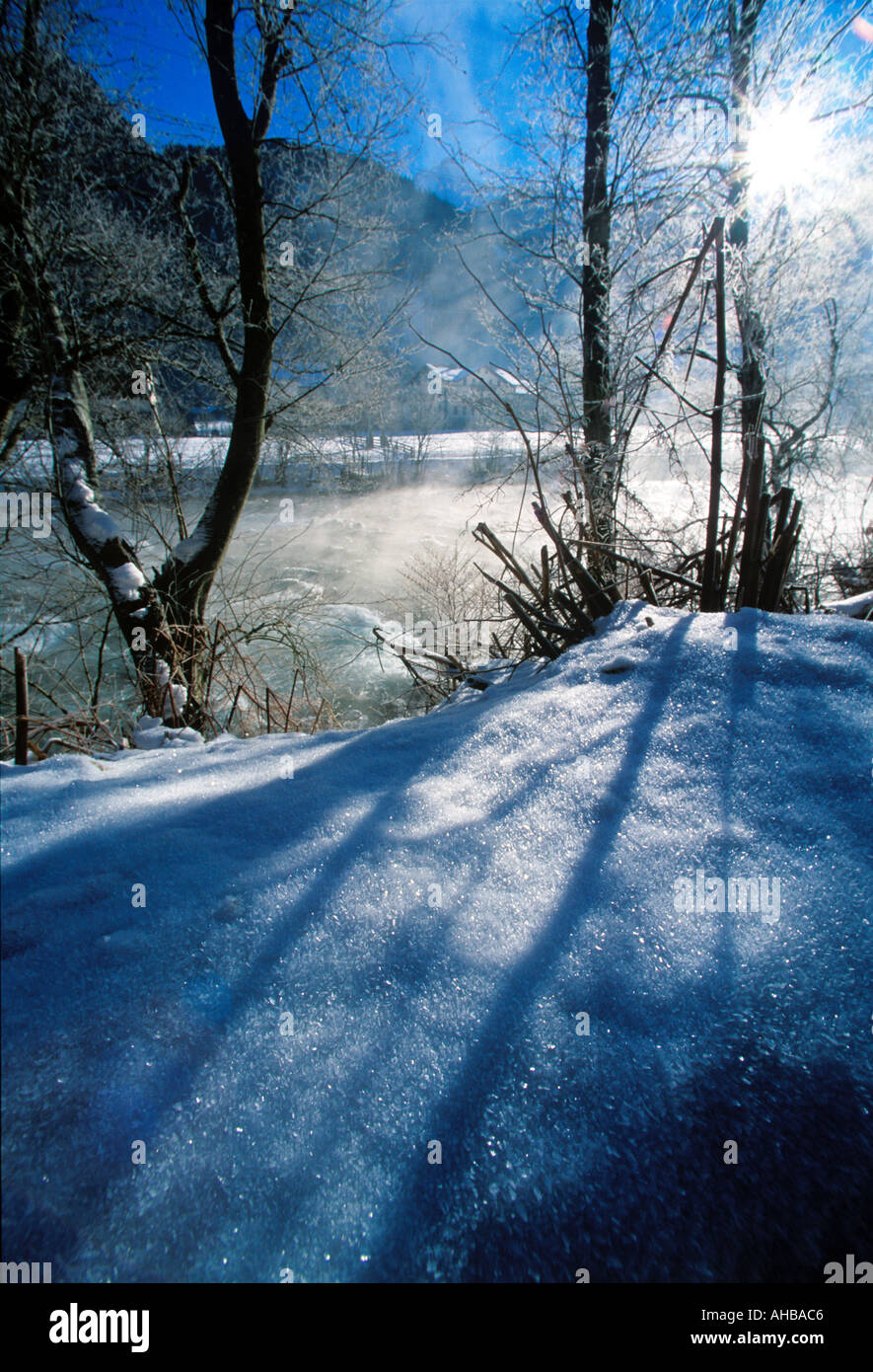 frosty alpine scene Stock Photo - Alamy