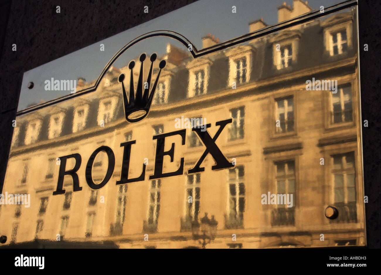 An address sign for Rolex in an exclusive district of Paris. France ...
