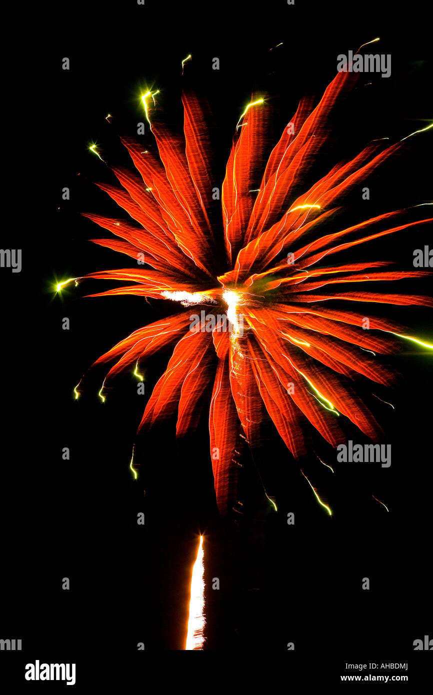 windy celebratory wedding fireworks, cornwall Stock Photo - Alamy