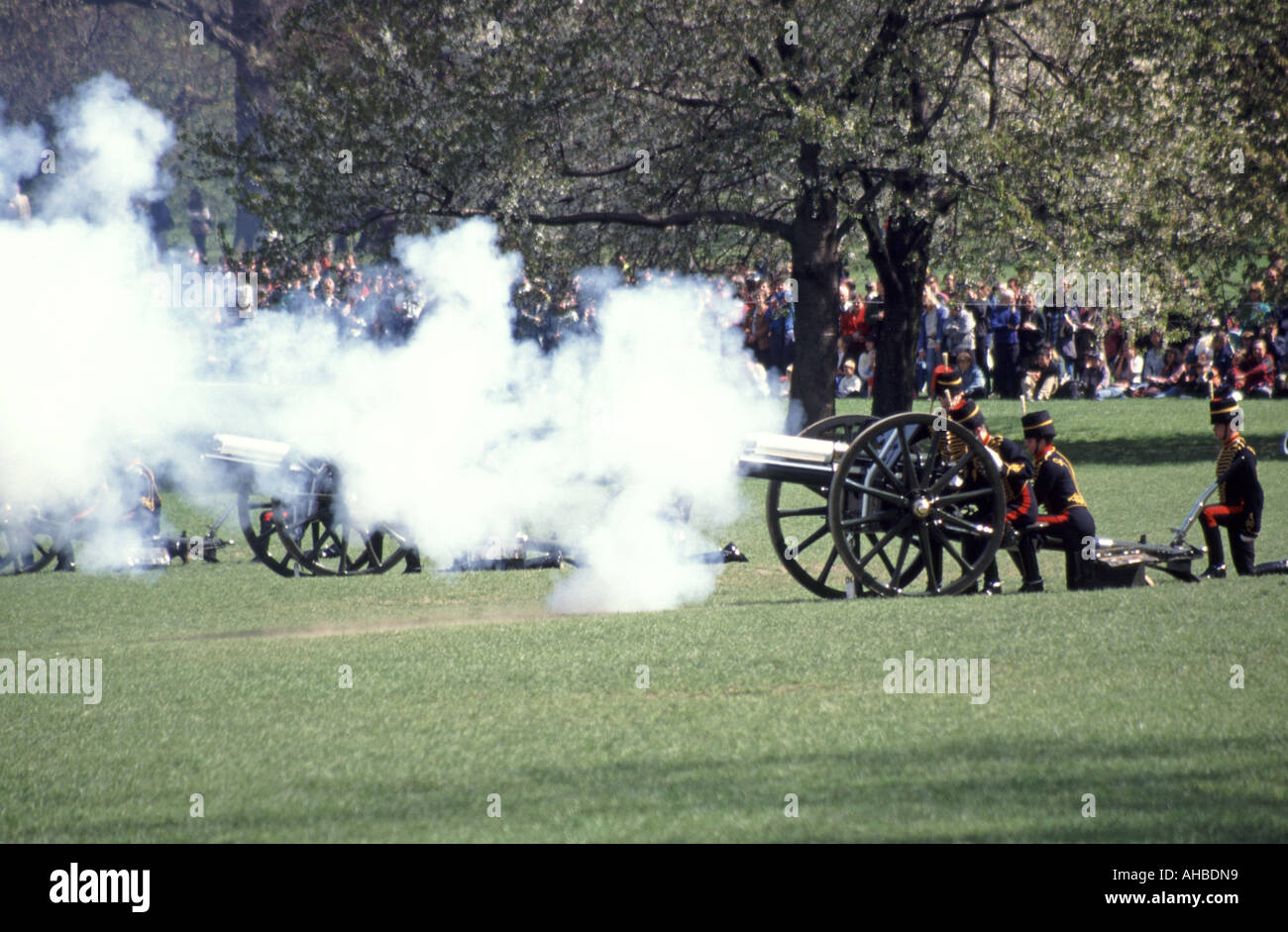 People view Queen Elizabeth birthday gun salute ceremonial event by ...