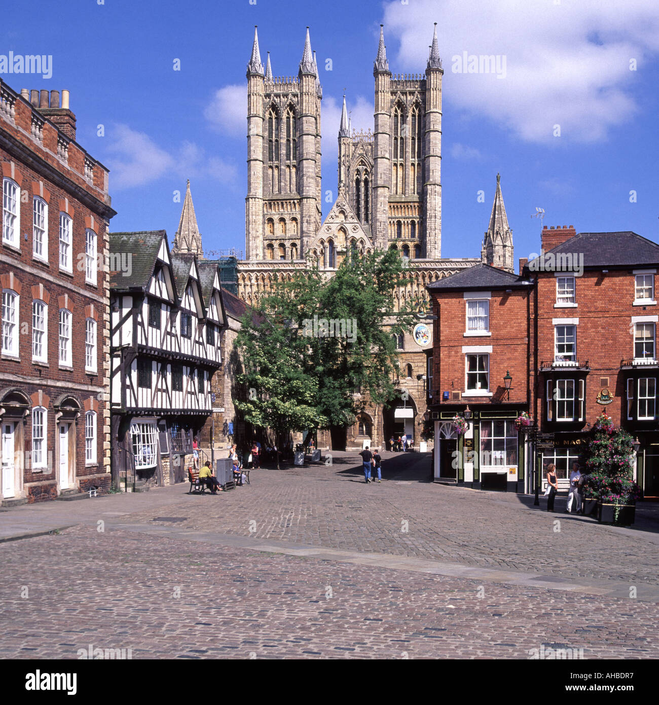 Lincolnshire Lincoln England UK Castle Square and the three towers of ...