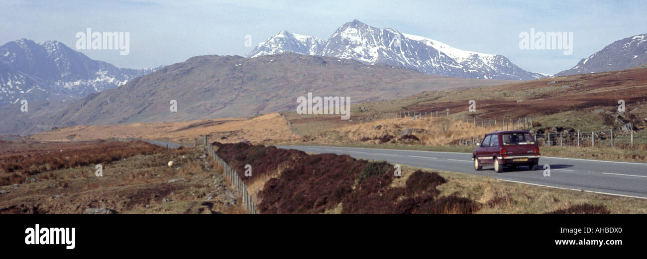 Motoring in Snowdonia on uncrowded roads in late spring early summer ...