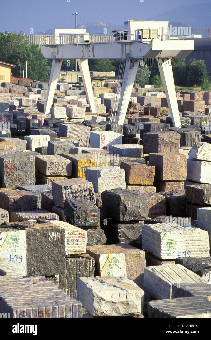 Storage of marble and granite Carrara Tuscany Italy Stock Photo - Alamy