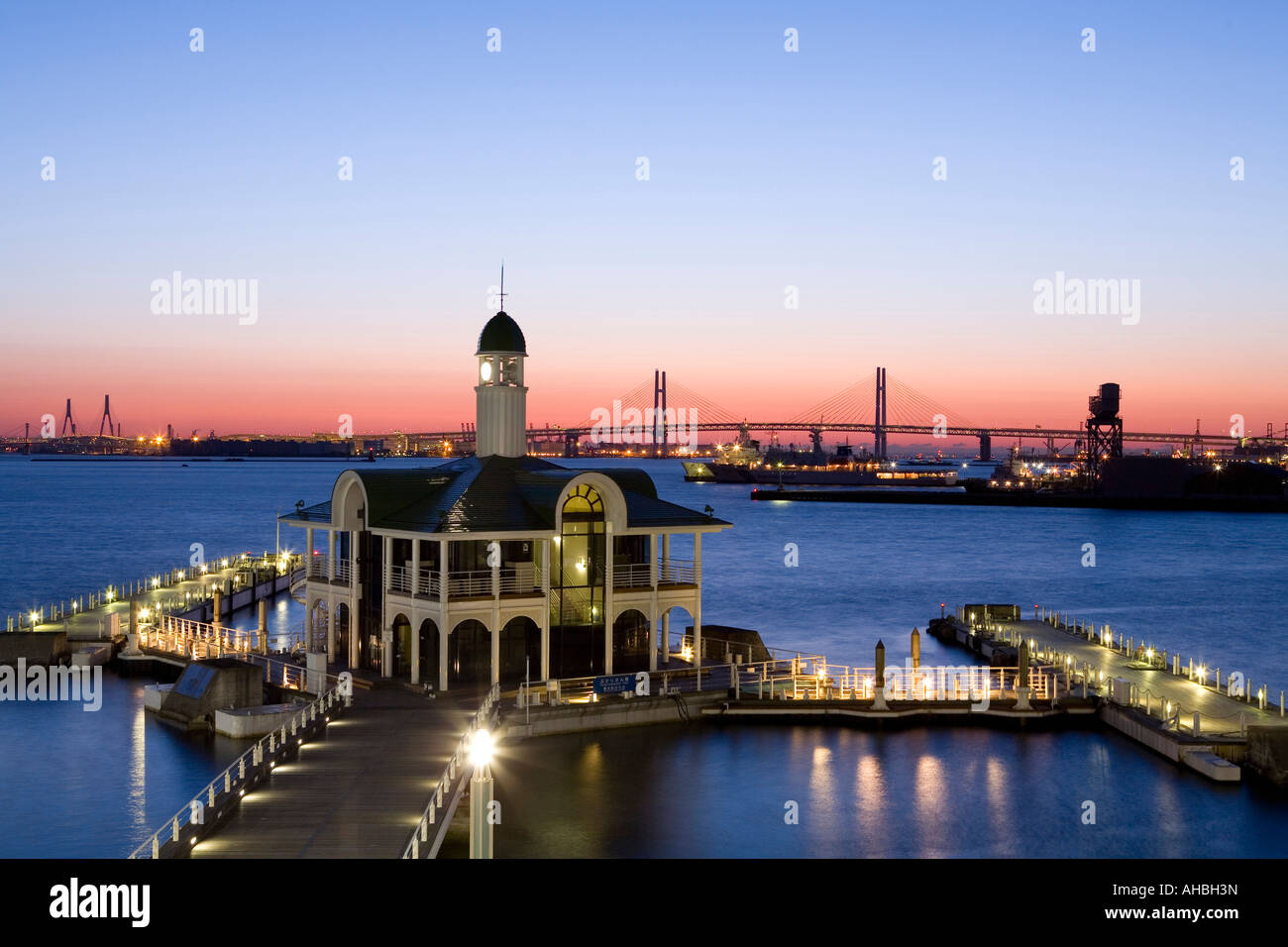 Floating pier and Yokohama bay bridge Stock Photo - Alamy