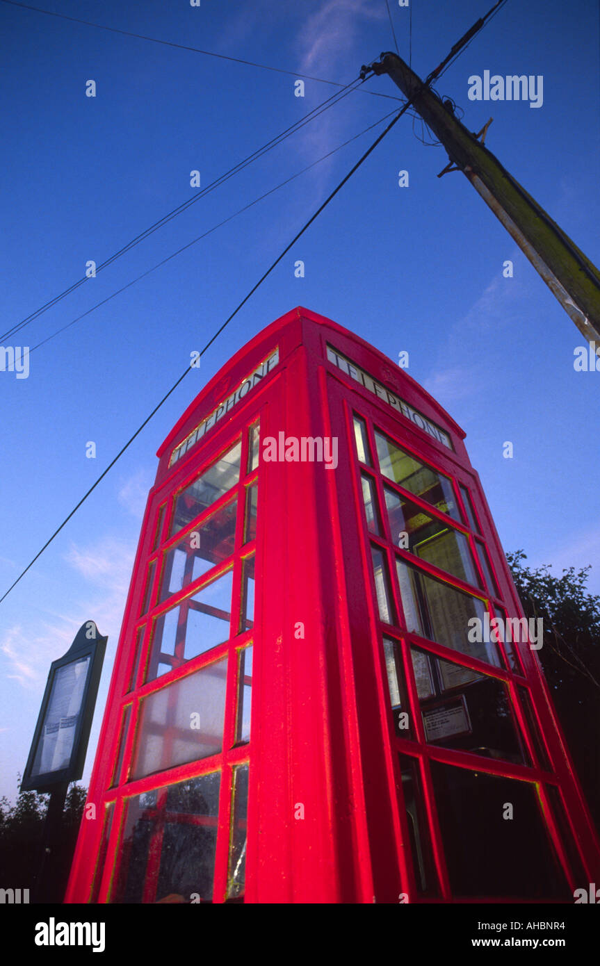 A traditional British red telephone box in Dorset, south-west England ...