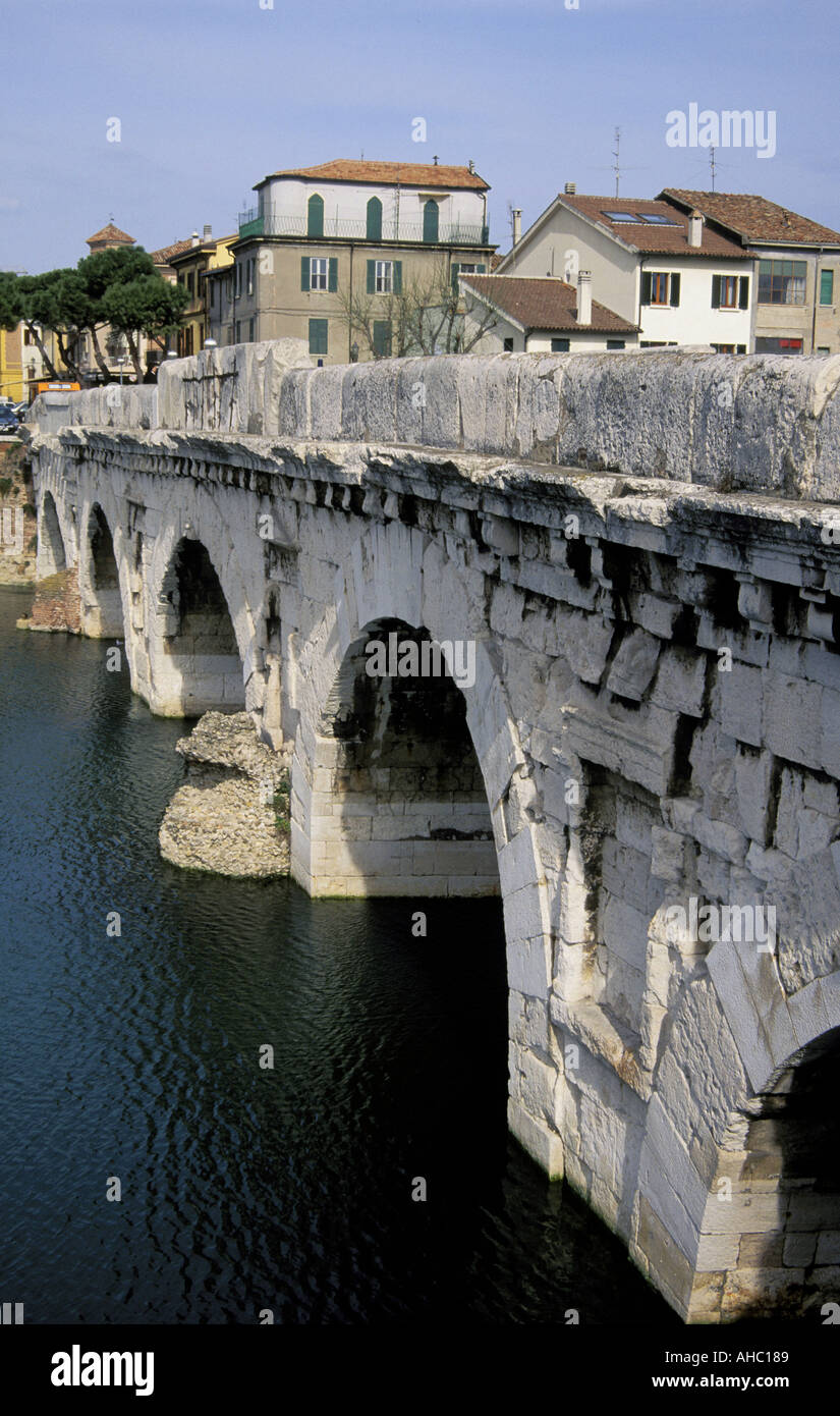Ponte di Tiberio Rimini Emilia Romagna Italy Stock Photo - Alamy