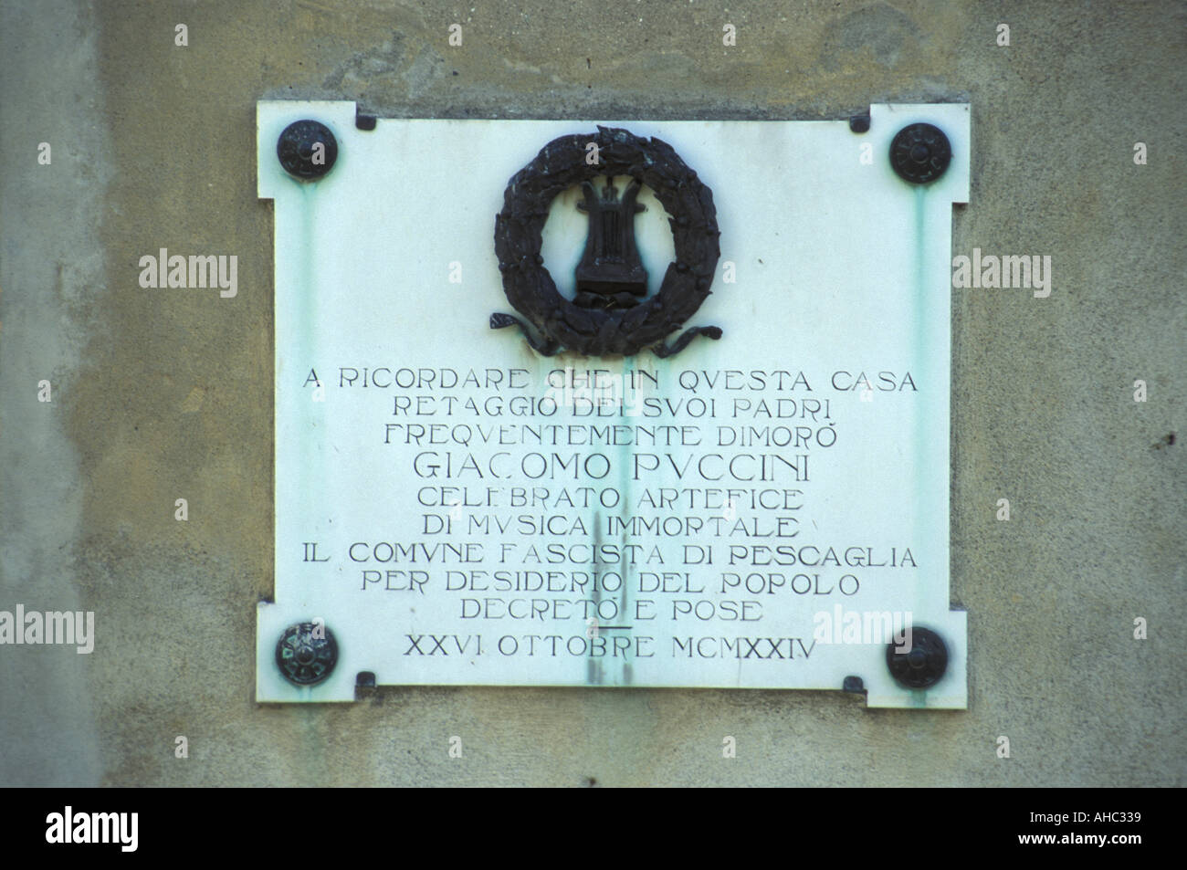 Plaque House of Puccini Celle dei Puccini Tuscany Italy Stock Photo - Alamy