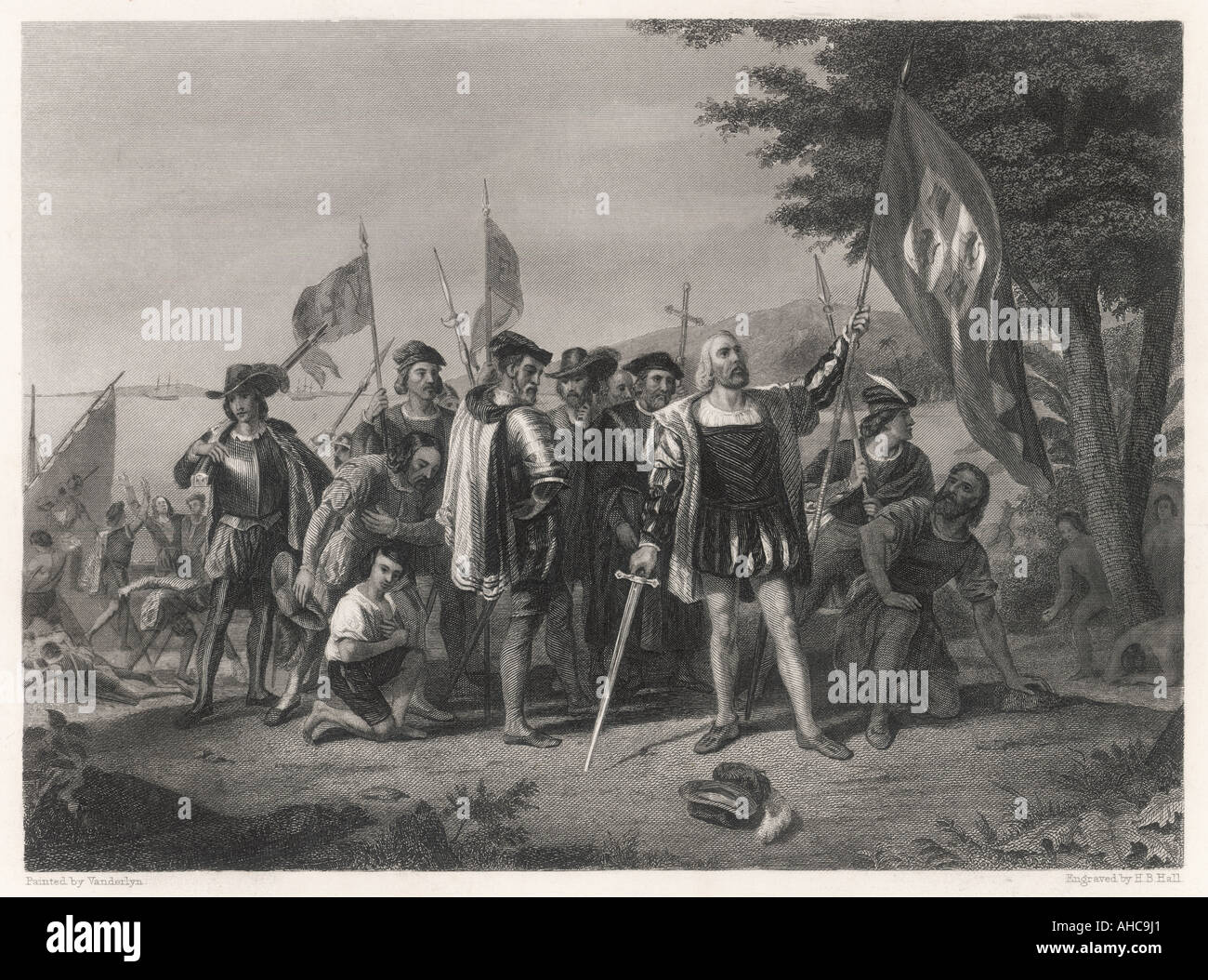 Columbus Lands 1492 Stock Photo - Alamy