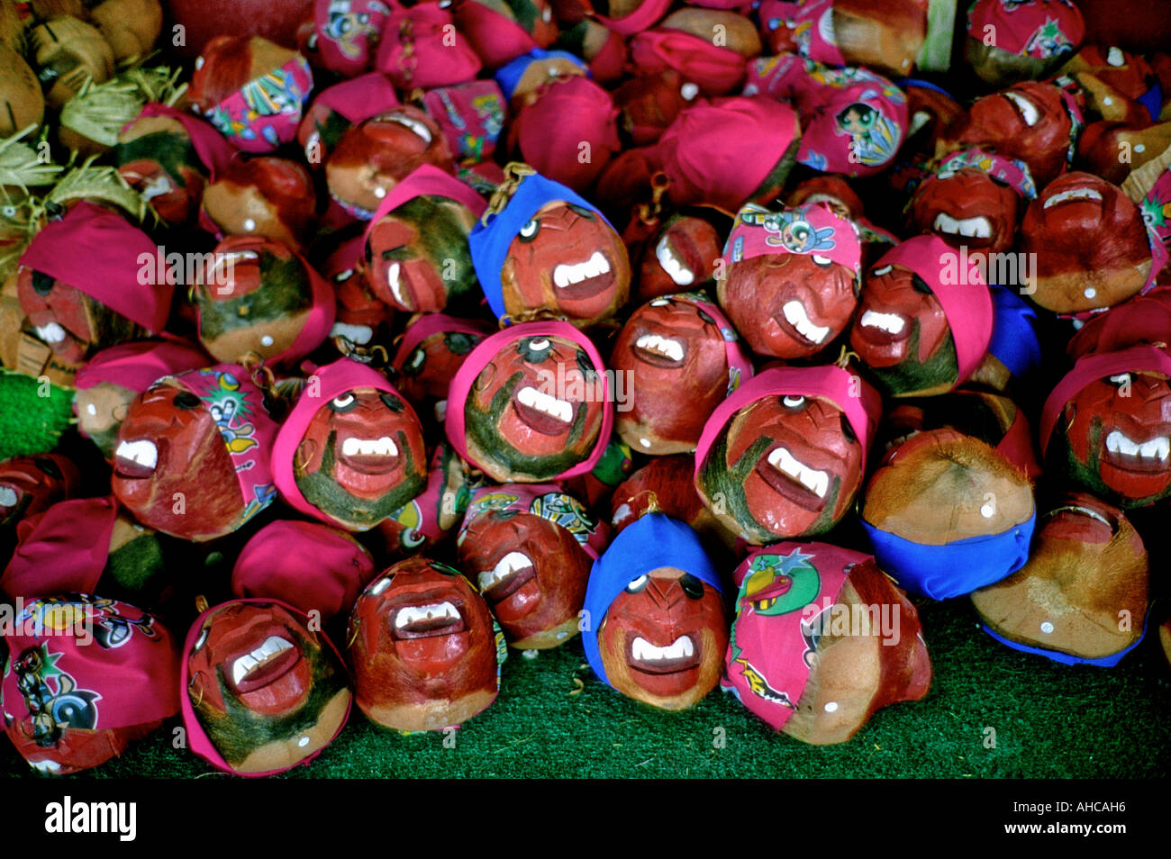 carved coconut head pirate banks Stock Photo - Alamy