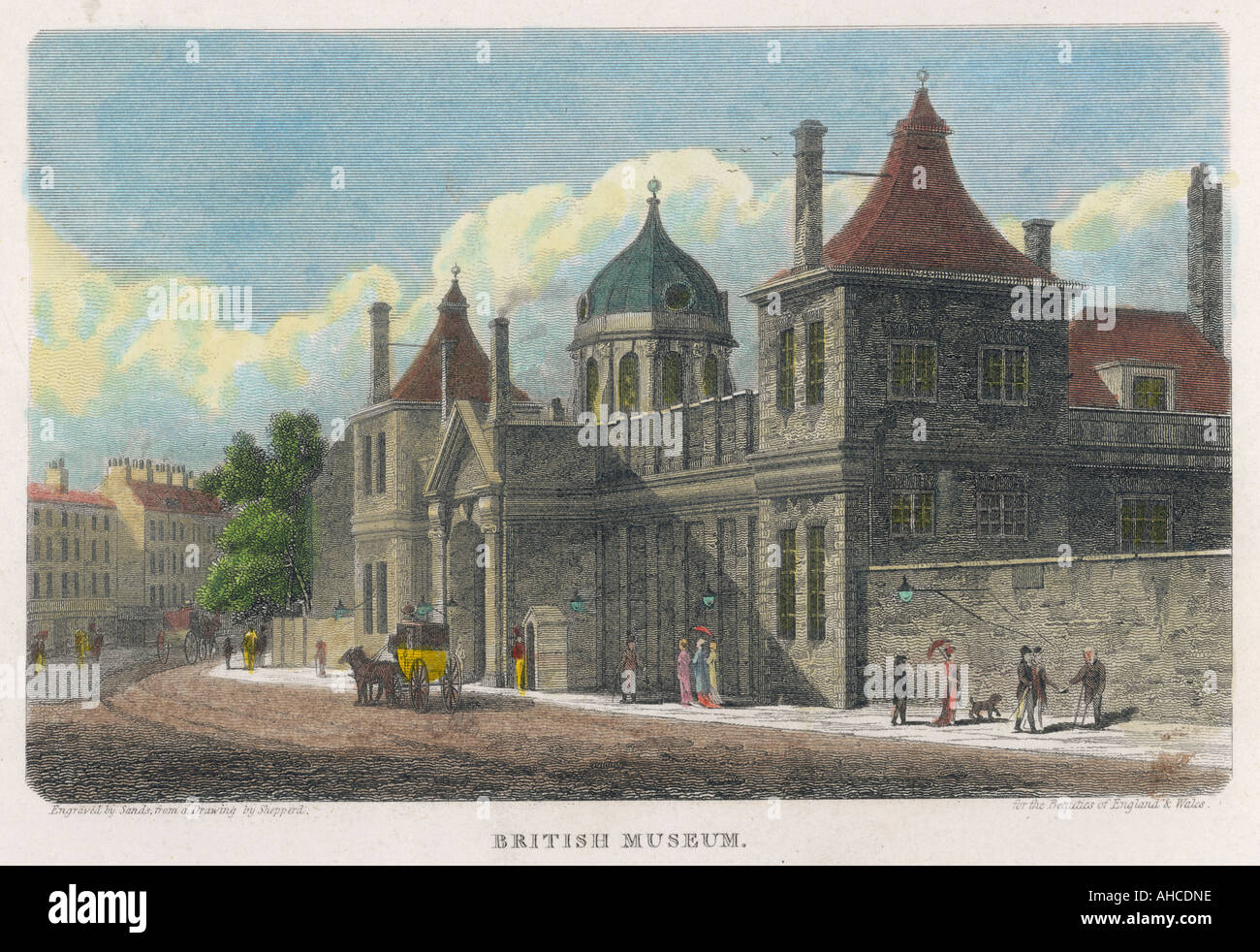 British museum in 1815 the entrance to montagu house hi-res stock ...