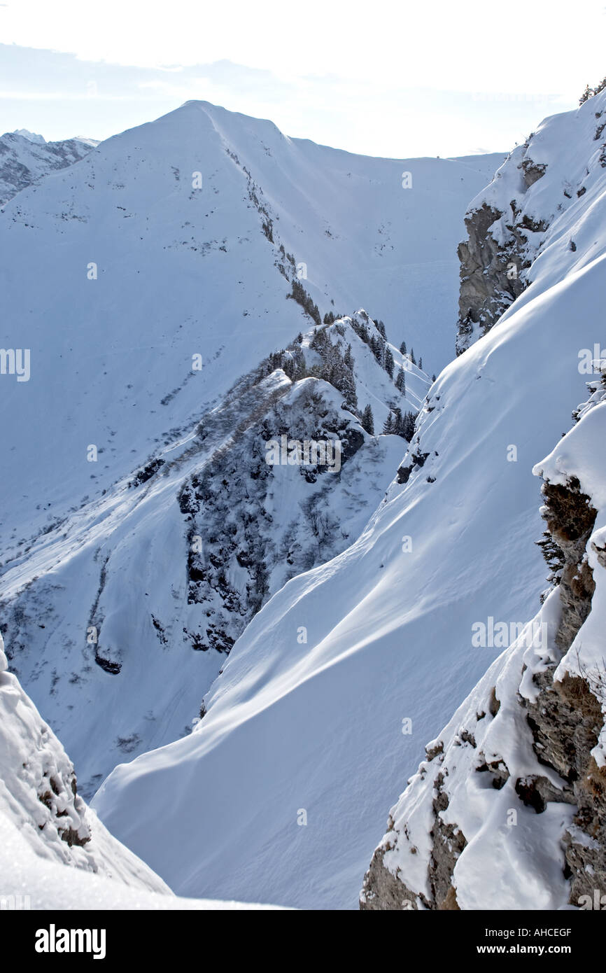View of snow covered mountains from Pointe de Nyon Stock Photo - Alamy