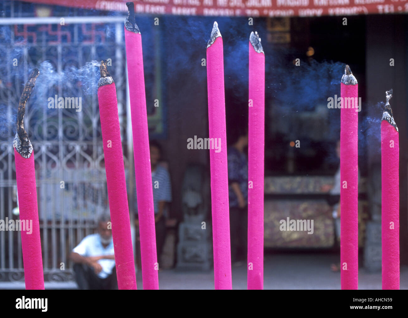 Giant incense sticks in Kuan Yin Teng also called the Pitt Street ...