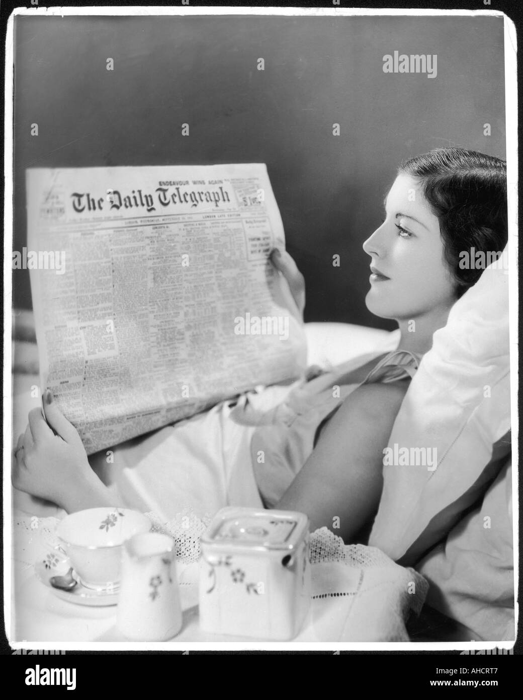 Breakfast Paper In Bed Stock Photo - Alamy