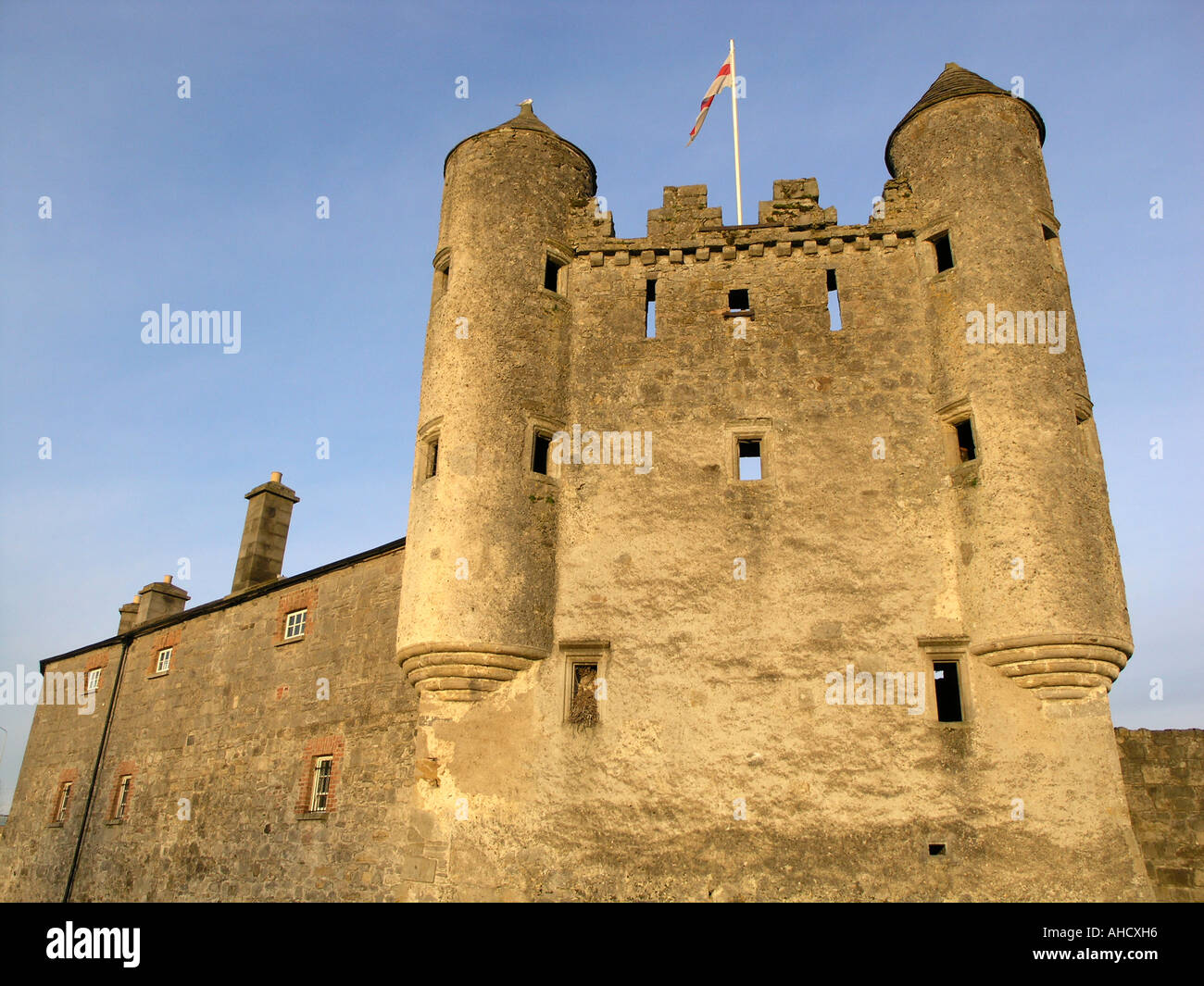 Evening sunlight washes across Enniskillen Castle that now houses the ...