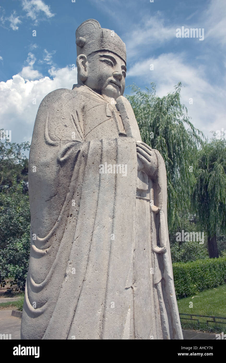 Statue along the pathway of the Ming Tombs Stock Photo - Alamy