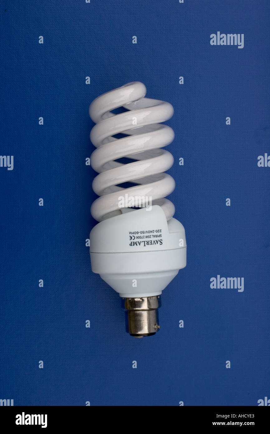 Single low energy spiral bulb UK Stock Photo - Alamy