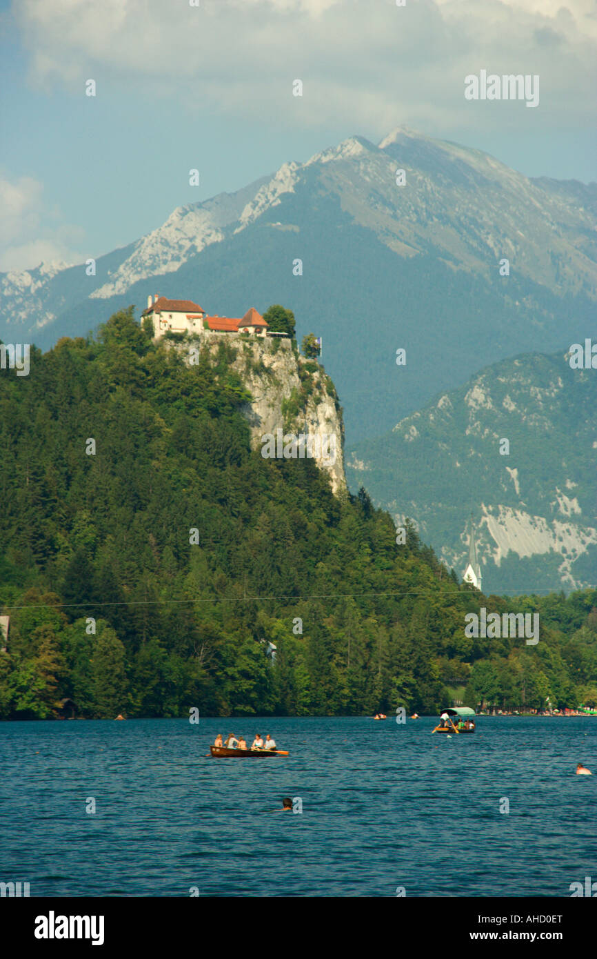 The Grad Castle located on the top of a rock by the Lake Bled Bled ...