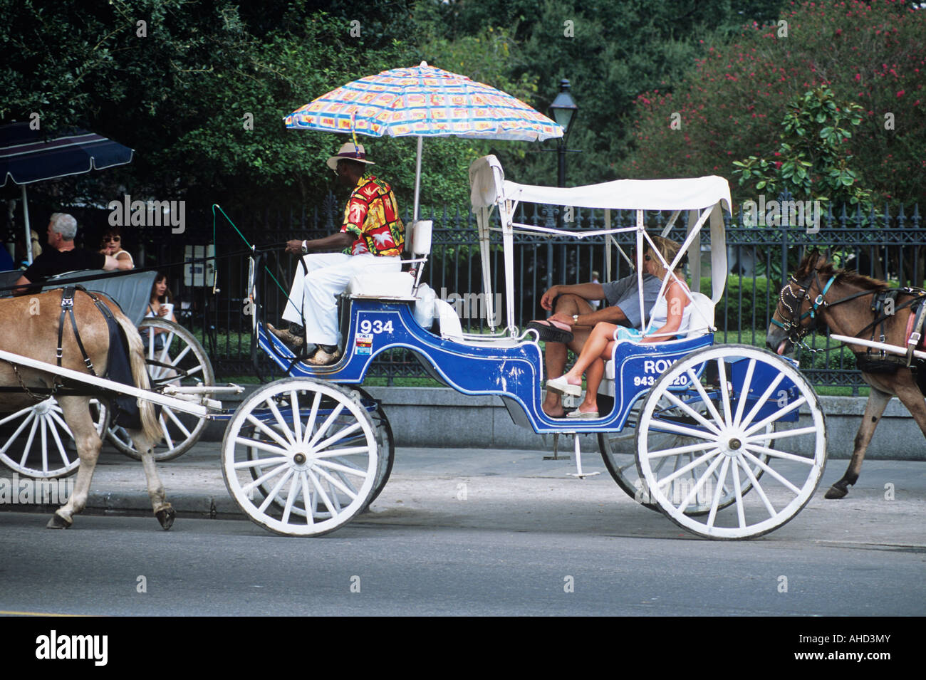 Horse and carriage outside Jackson Square, Decatur Street, French ...