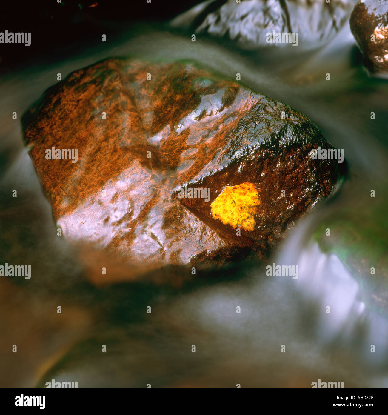 Water flowing over a red rock in Arklet Water Stock Photo - Alamy