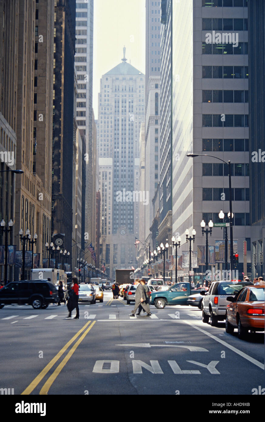 FINANCIAL Chicago Illinois Look south down LaSalle Street Chicago Board ...