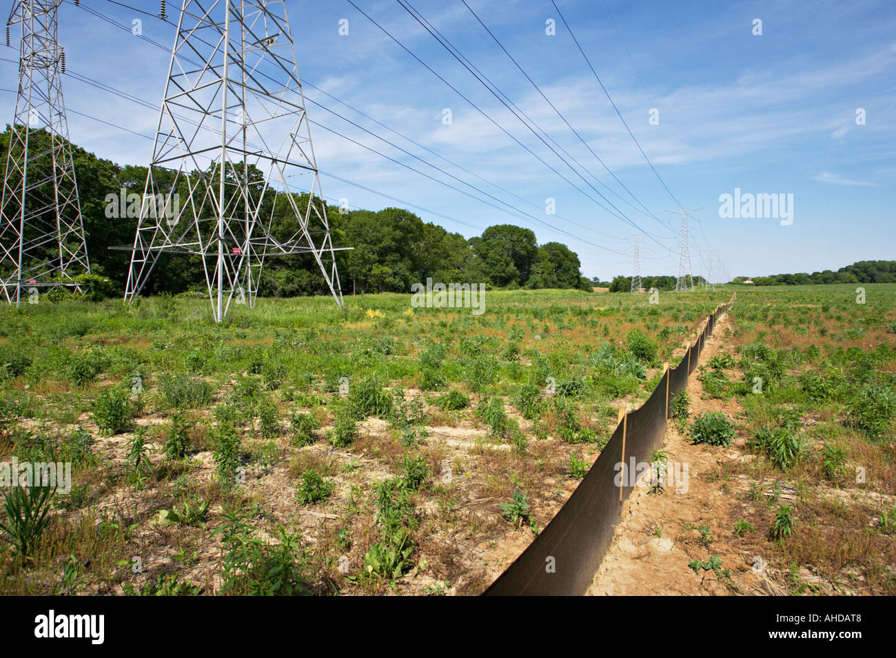 PRESERVES Lakemoor Illinois High tension and voltage power lines run ...
