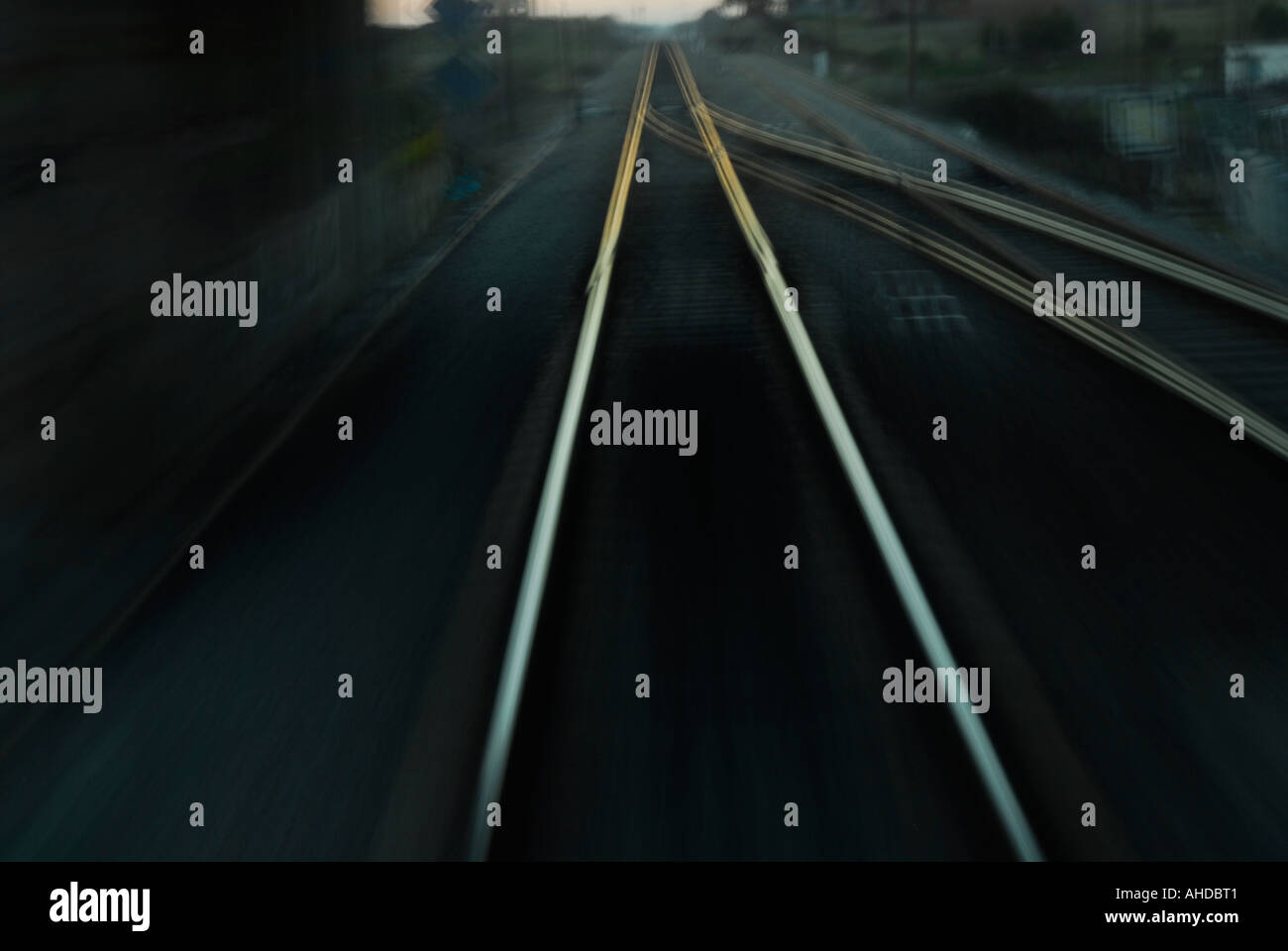 Track at night, high speed, velocity, railway, railroad Stock Photo - Alamy