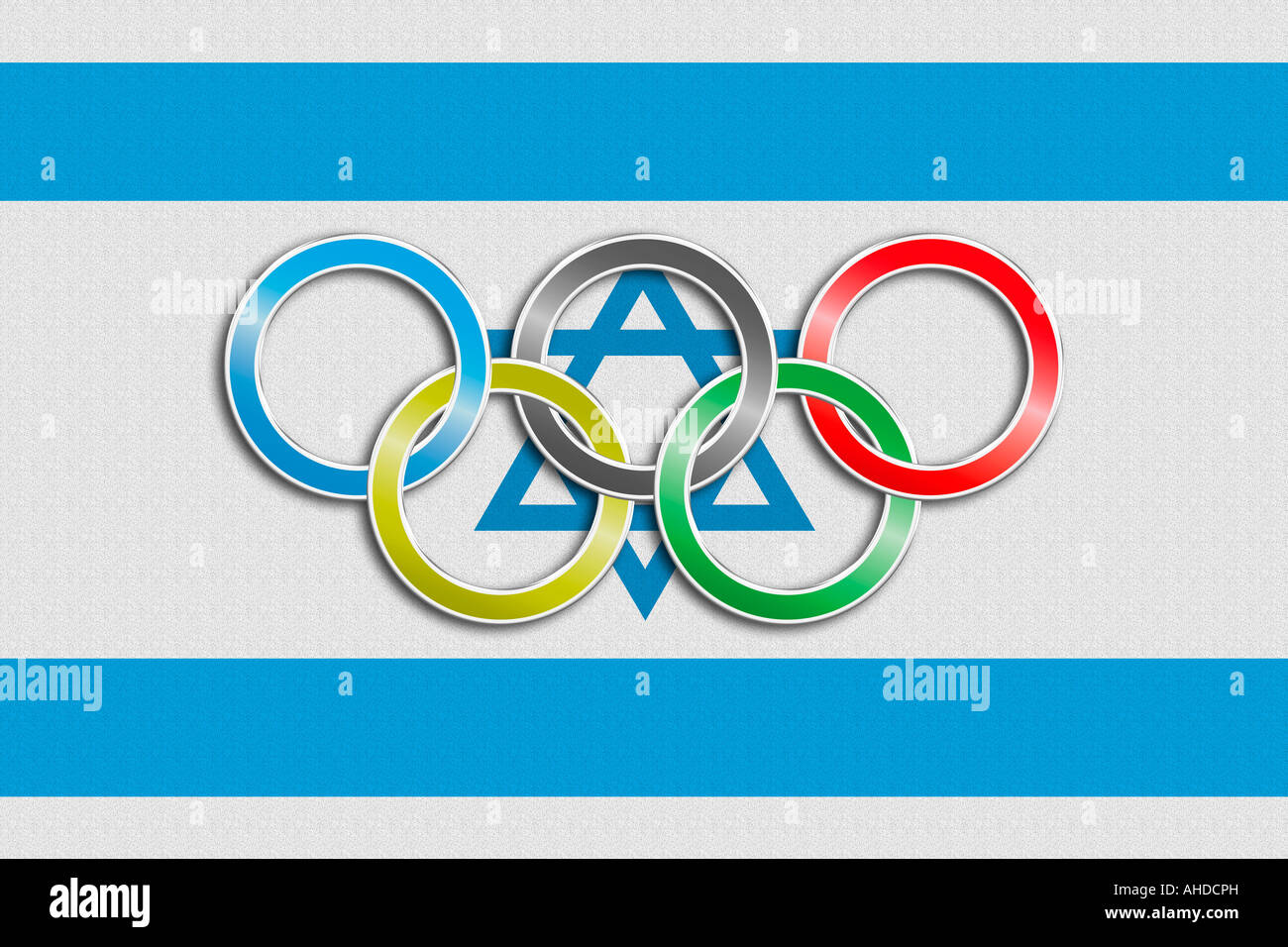 Flag of Israel with olympic symbol Stock Photo - Alamy