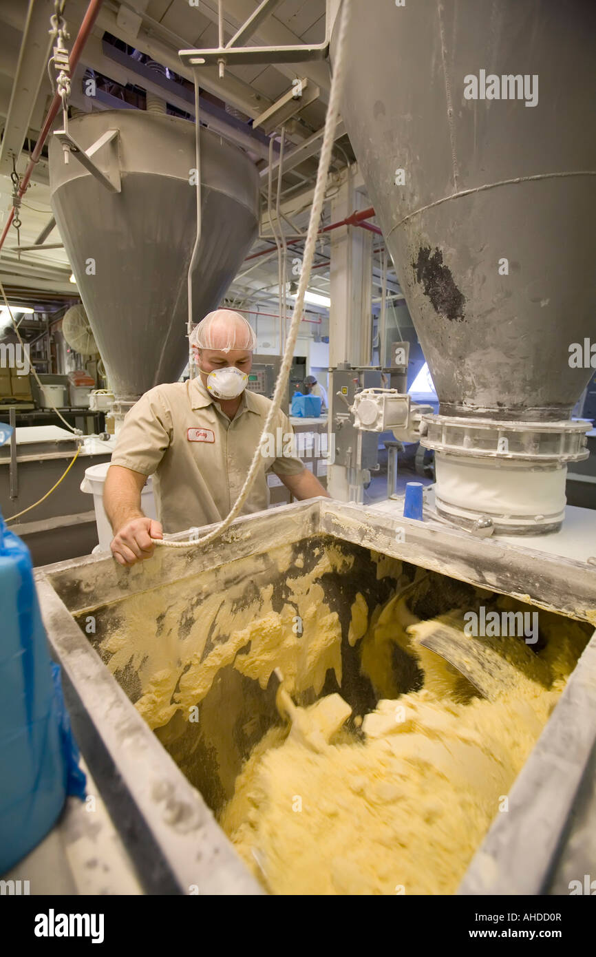 Worker at baking mix factory Stock Photo - Alamy