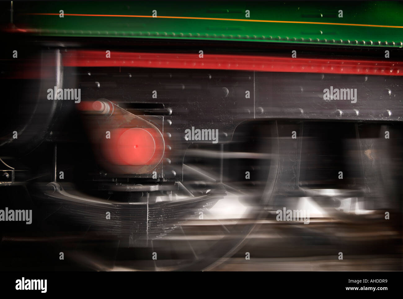 Steam locomotive.Detail of the wheel in movement Stock Photo - Alamy