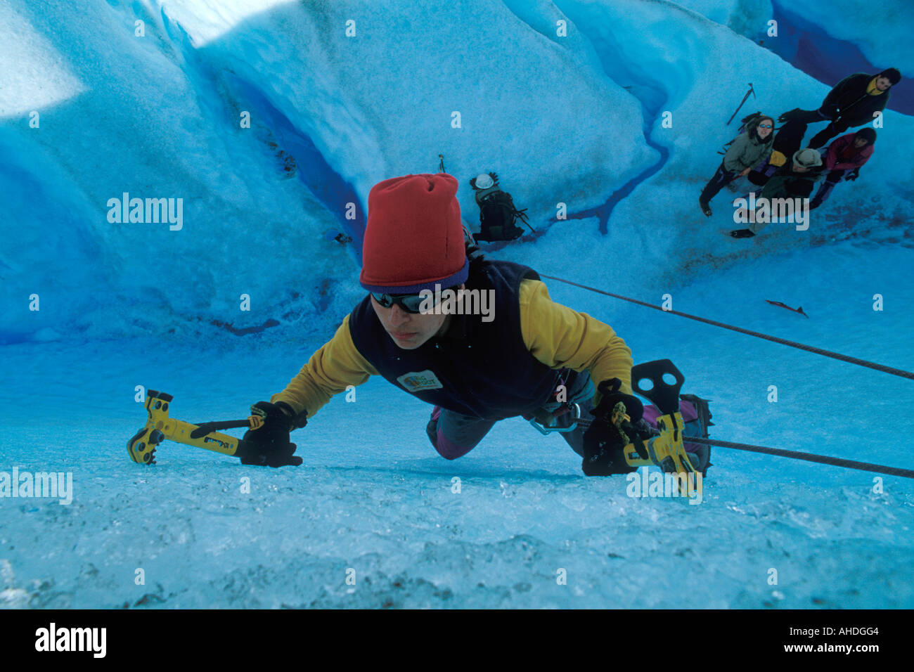 Ice climber glacier wall hi-res stock photography and images - Alamy