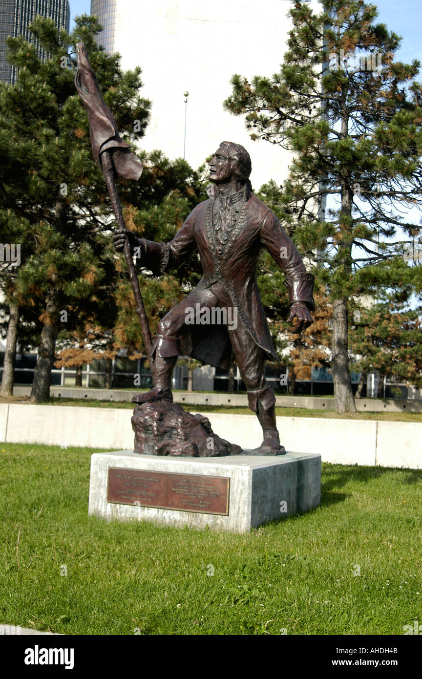Detroit statue cadillac founder hi-res stock photography and images - Alamy