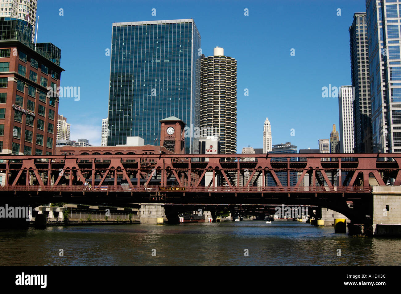 One of the bridges on line the Chicago River Chicago Illinois USA Stock ...