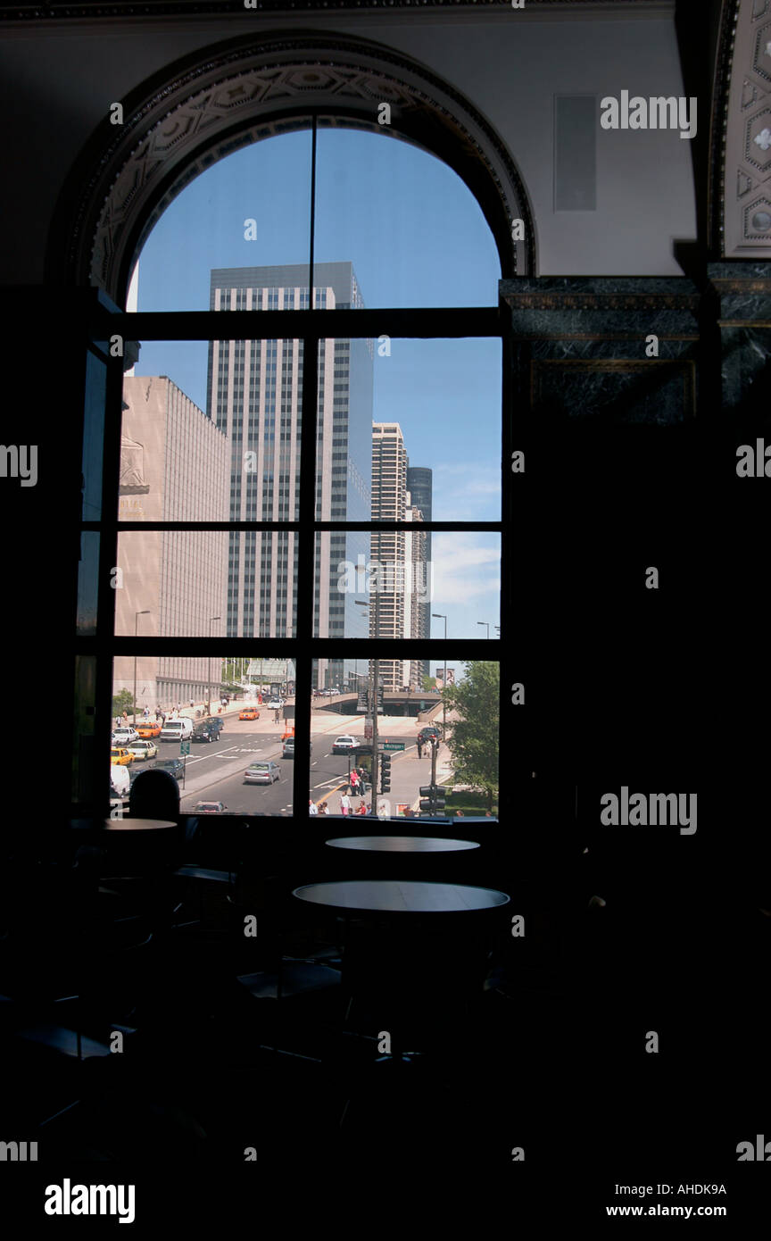 Chicago through the window, Chicago Illinois USA Stock Photo - Alamy
