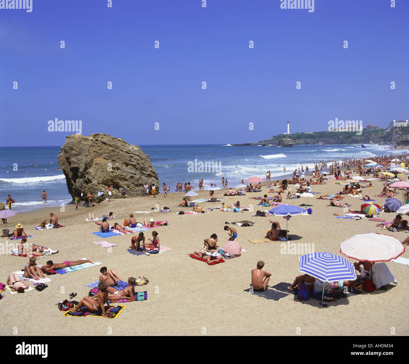 Biarritz france beach sunbathing hi-res stock photography and images ...