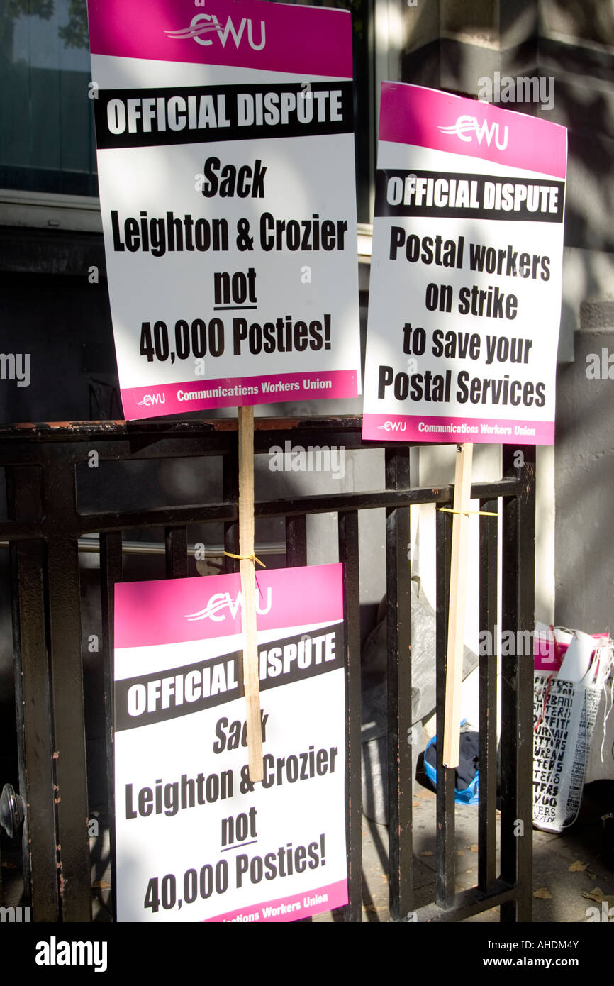 Posters and placards outside the Mount Pleasant Sorting Office in ...