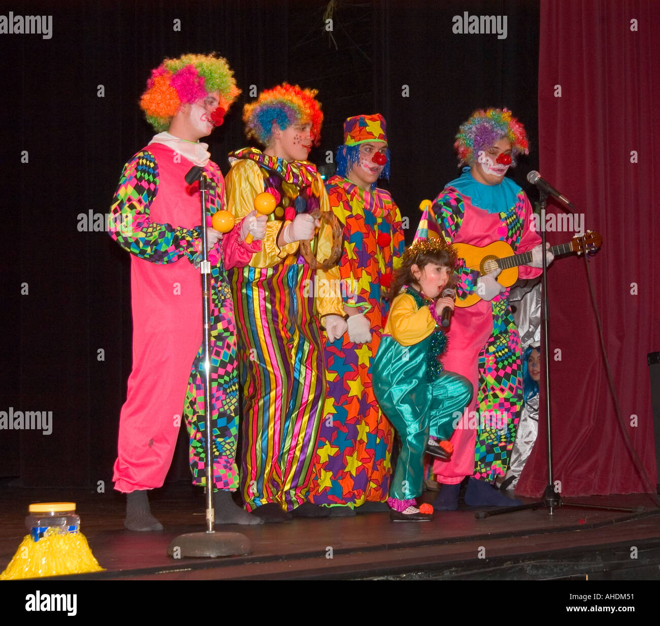 Four clowns and one little girl, Philadelphia,Pennsylvania,USA Stock ...