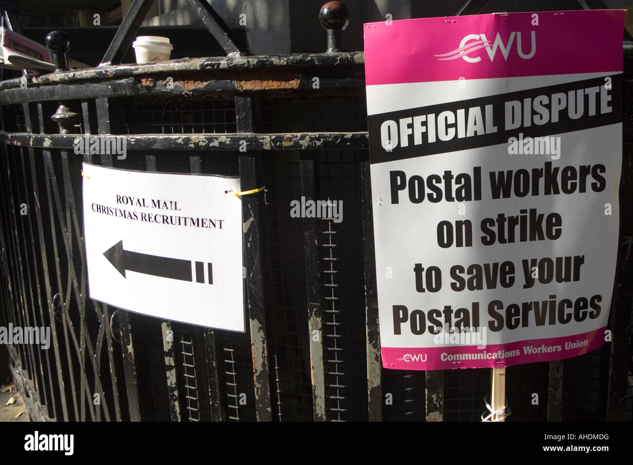Posters and placards outside the Mount Pleasant Sorting Office in ...
