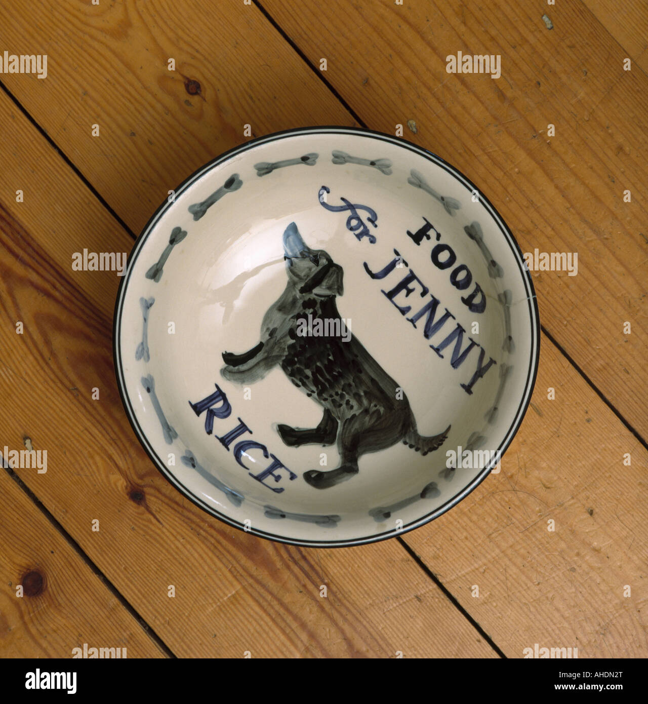 Close up of Matthew Rice pottery dog bowl Stock Photo - Alamy