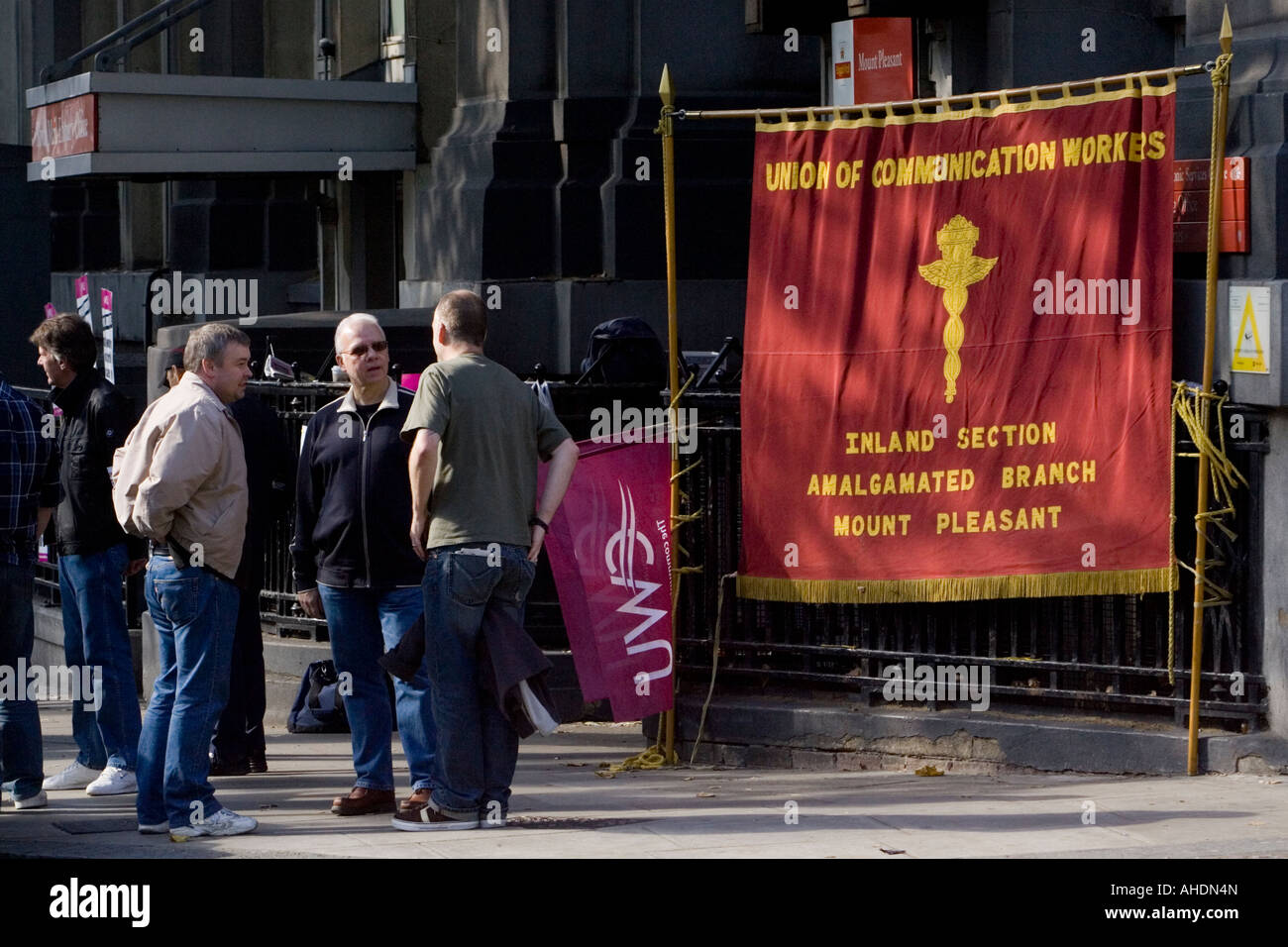 Royal Mail postal workers on strike at the Mount Pleasant Sorting ...