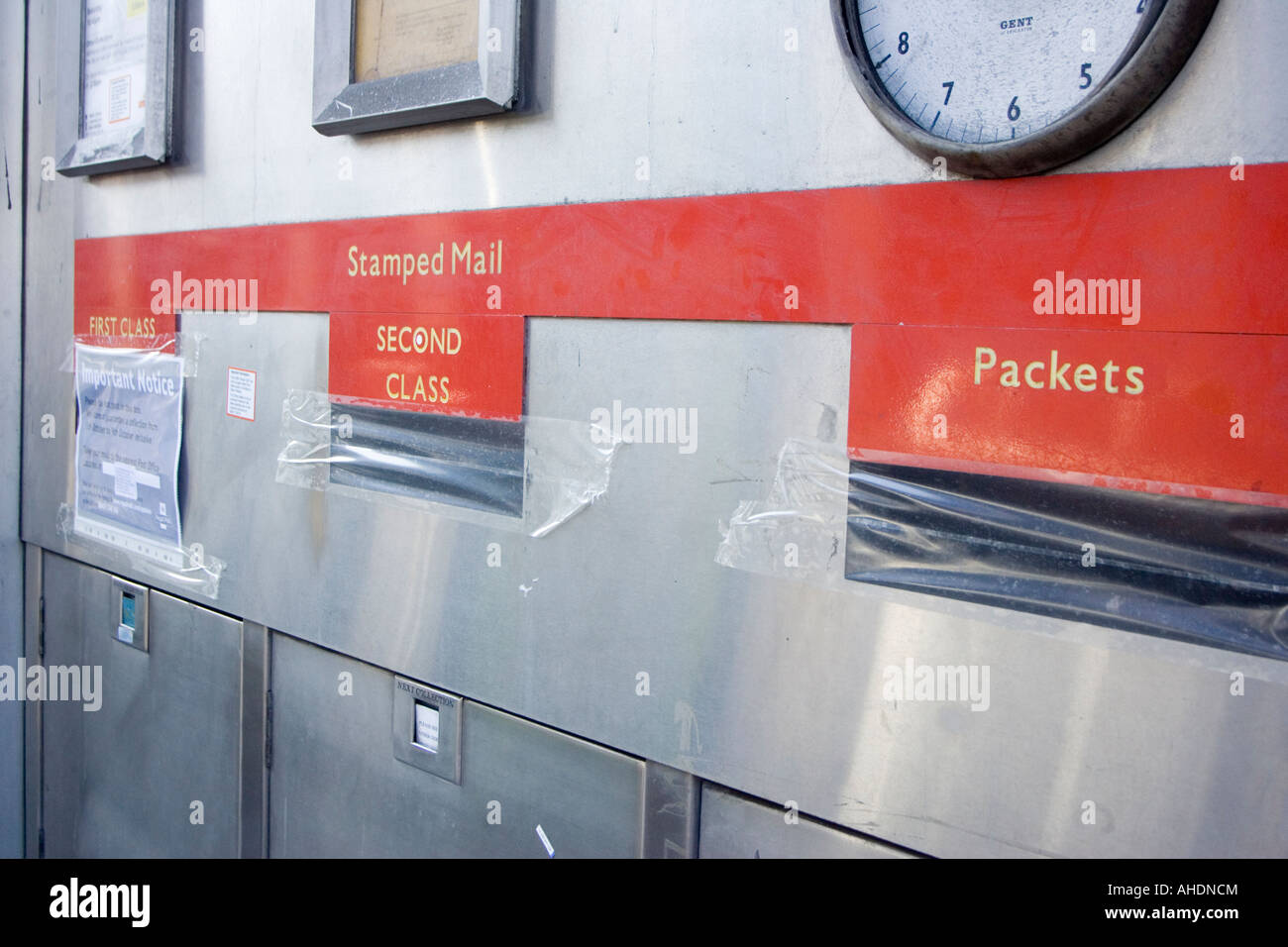 Notice covering a post box during the Royal Mail industrial disputes ...