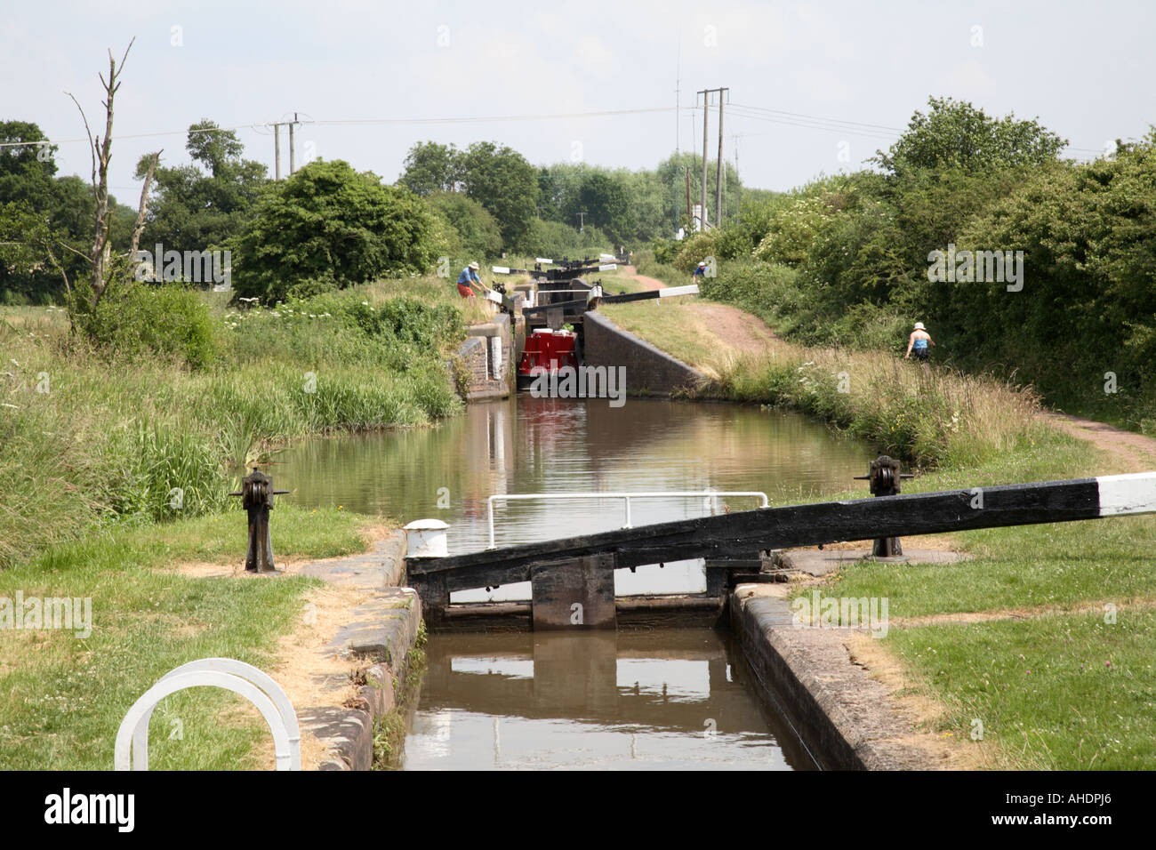 Lock gates on the Worcester & Birmingham Canal Worcestershire central ...