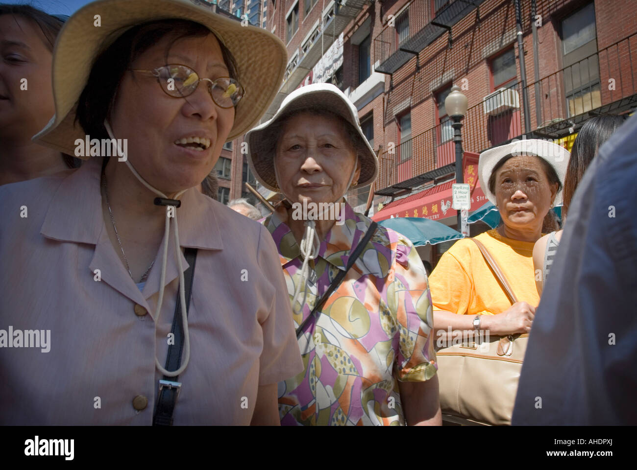 Three chinese women on a street market Chinatown Boston USA Stock Photo ...