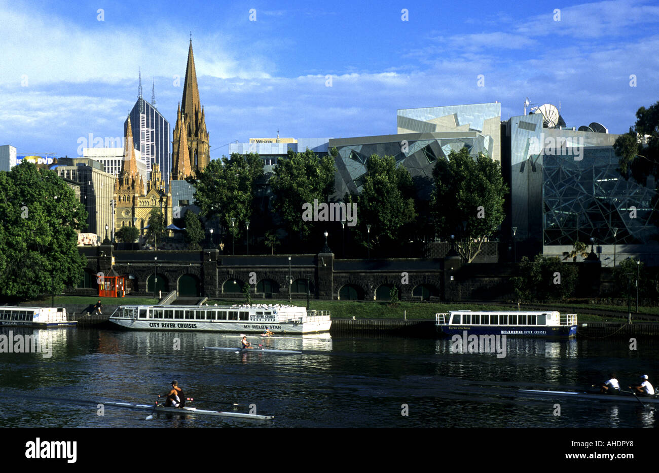 Yarra River opposite Federation Square, Melbourne, Australia Stock ...