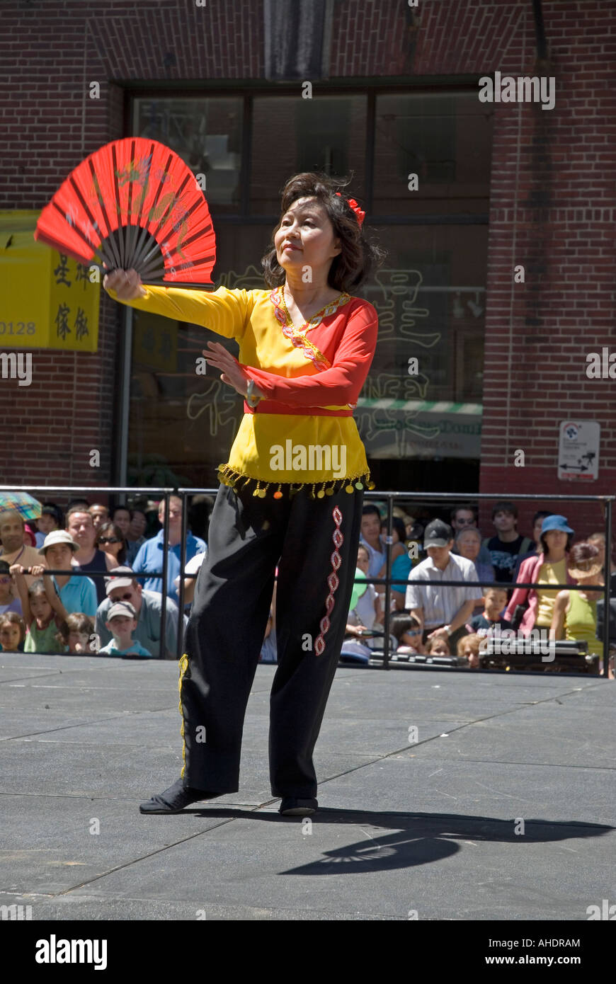Female fan dancer at the August Moon Festival Chinatown Boston USA ...